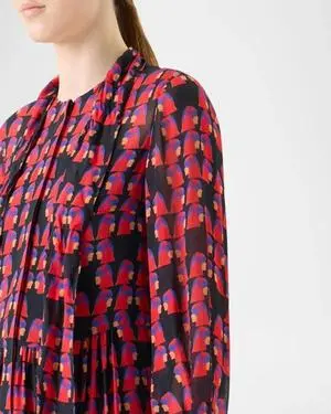 Akris Francoise Hardy Print Georgette Midi Dress - Black-multicolor