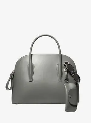 Michael Kors Kaitlin Large Leather Dome Satchel - Grey