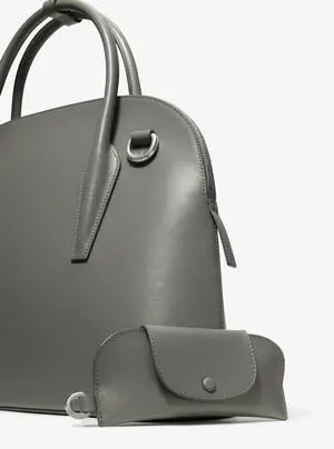 Michael Kors Kaitlin Large Leather Dome Satchel - Grey