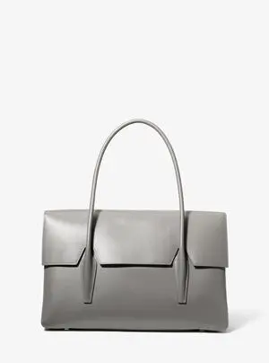 Michael Kors Natasha Large Leather Satchel - Grey