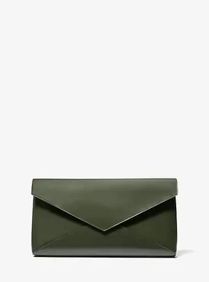 Michael Kors Jeanne Medium Leather Envelope Clutch - Green