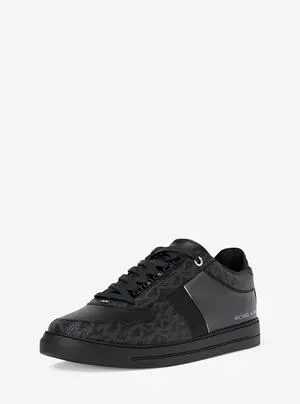 Michael Kors Brady Signature Logo And Leather Low Top Sneakers - Black