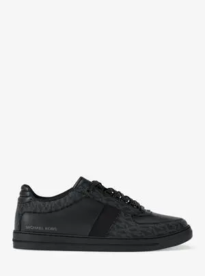 Michael Kors Brady Signature Logo And Leather Low Top Sneakers - Black
