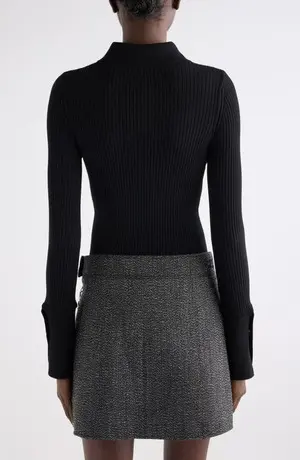 COURREGES Light Rib Cotton & Merino Wool Half Snap Sweater