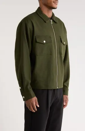 SANTO STUDIO Trapani Wool-blend Zip-up Jacket - Military