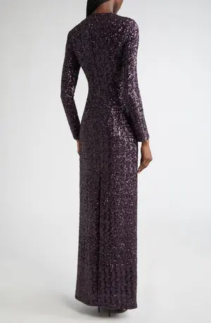 Michael Kors Sequin Long Sleeve Gown