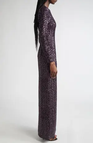 Michael Kors Sequin Long Sleeve Gown