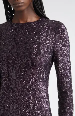 Michael Kors Sequin Long Sleeve Gown