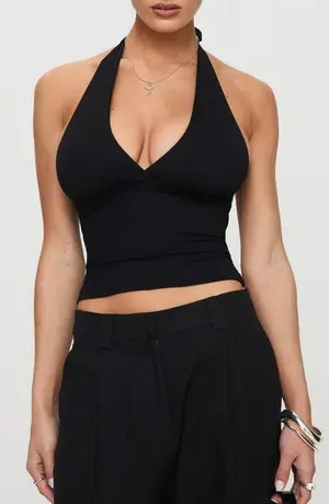 Princess Polly Whimsy Halter Top - Black