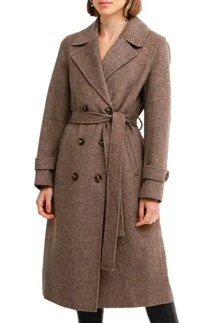 BELLE & BLOOM Belted Wool-blend Coat - Walnut
