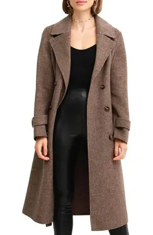 BELLE & BLOOM Belted Wool-blend Coat - Walnut