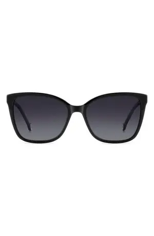 Carolina Herrera Carolina Herrera 56mm Gradient Rectangular Sunglasses Black/dark Grey Sf