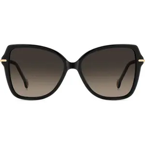 Carolina Herrera 56mm Butterfly Sunglasses - Black/brown Sf