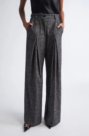 Dolce & Gabbana Pleated Stripe Virgin Wool Blend Pants