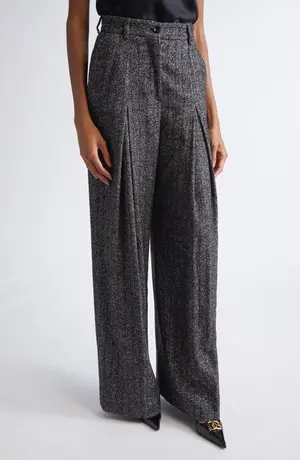 Dolce & Gabbana Pleated Stripe Virgin Wool Blend Pants