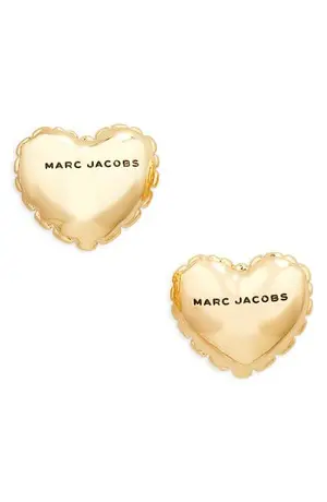 Marc Jacobs Micro Heart Balloon Stud Earrings - Light Antique Gold