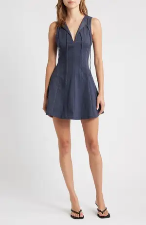 Mango Deni Tie Front Fit & Flare Mini Dress