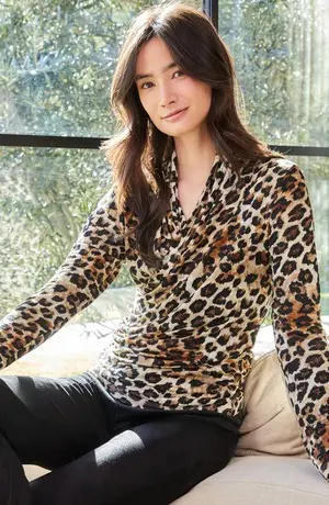 Karen Kane Wrap Front Ruched Top