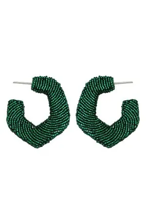 PANACEA Geometric Beaded Hoop Earrings - Green