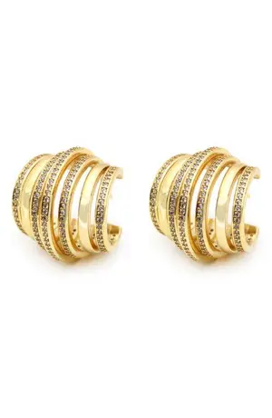 PANACEA Crystal Huggie Hoop Earrings - Gold