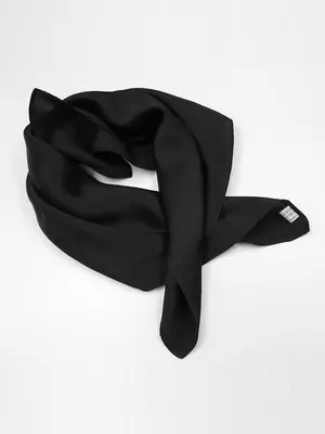 SILKSILKY Mulberry Silk Square Scarf - Black