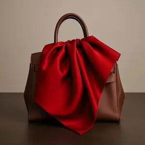 SILKSILKY Mulberry Silk Square Scarf - Red