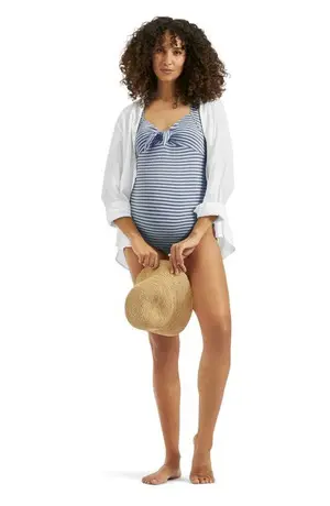 RIPE MATERNITY Dune Stripe One Piece Maternity Swimsuit - Indigo