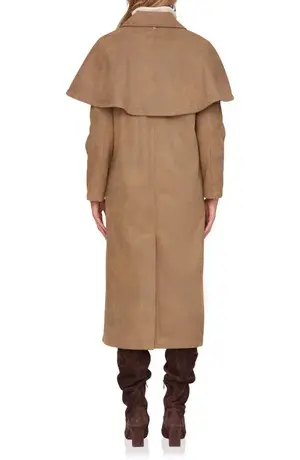 Avec Les Filles Faux Suede Cape Trench Coat