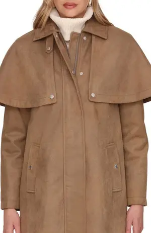 Avec Les Filles Faux Suede Cape Trench Coat