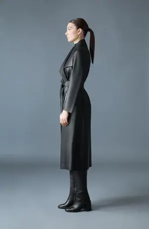 Mackage Mai Leather Trench Coat - Black