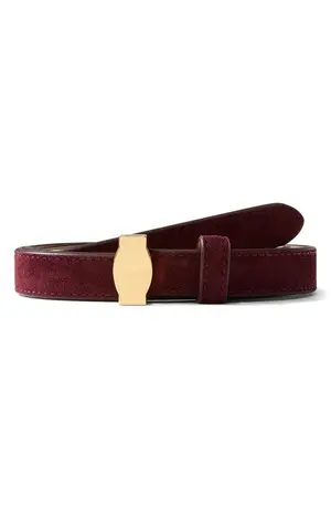 Veronica Beard Suede Belt With Sculptural Buckle - Raisin