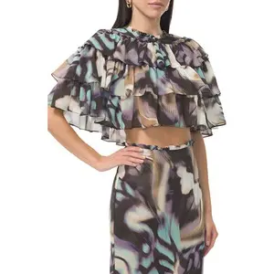 AFRM Abstract Print Tiered Crop Top