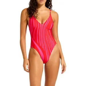 Seafolly Open Back One-piece Swimsuit - Flame