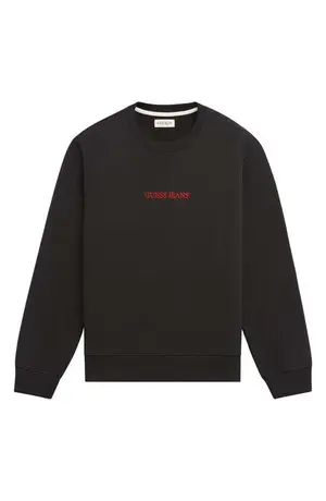 Guess Logo Embroidered Crewneck Sweatshirt - Jblack-black