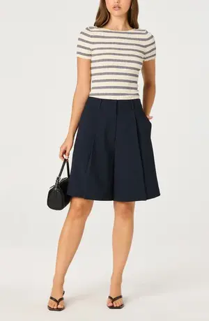 Astr The Label Quillie Pleated Bermuda Shorts
