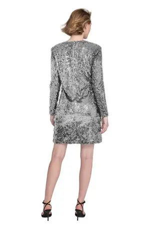 ELLE COLLECTION Long Sleeve Sequin Shift Dress
