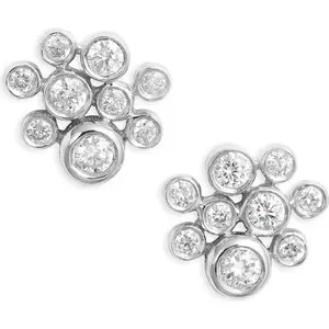 Meira T Diamond Cluster Stud Earrings - Silver