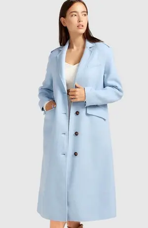 BELLE & BLOOM Wool-blend Longline Coat - Sky Blue