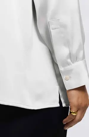 Foxcroft Bianca Satin Button-up Shirt - Ecru