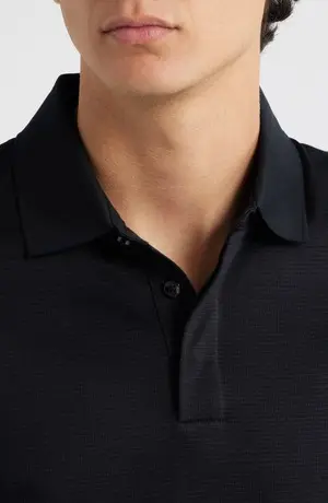 BOSS Pado Long Sleeve Cotton Polo - Black