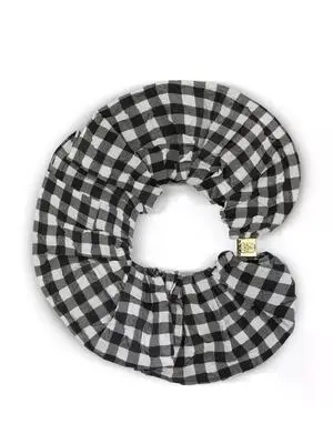 GANNI Checked Seersucker Scrunchie - Black