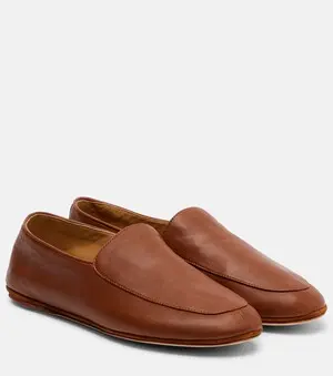 Loro Piana Anton Walk Leather Loafers - Brown