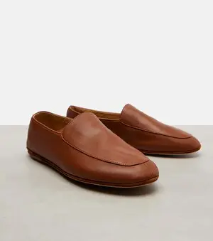 Loro Piana Anton Walk Leather Loafers - Brown