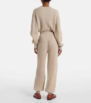 Loro Piana Plane Tree Ribbed-knit Cashmere Sweatpants - Beige