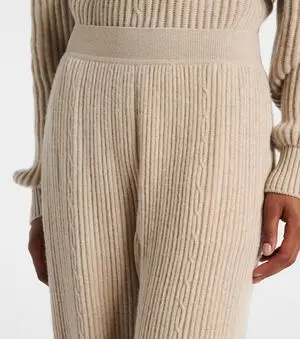 Loro Piana Plane Tree Ribbed-knit Cashmere Sweatpants - Beige