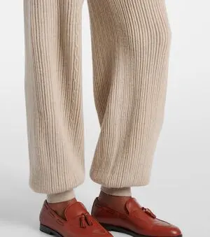 Loro Piana Plane Tree Ribbed-knit Cashmere Sweatpants - Beige