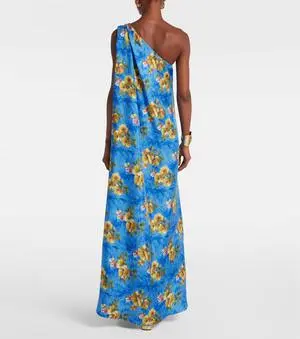La DoubleJ Roy Floral Silk Twill Maxi Dress - Blue