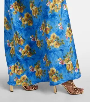 La DoubleJ Roy Floral Silk Twill Maxi Dress - Blue