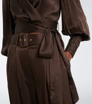 Zimmermann Silk Satin Wrap Top - Brown