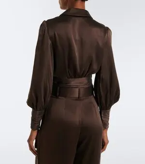 Zimmermann Silk Satin Wrap Top - Brown